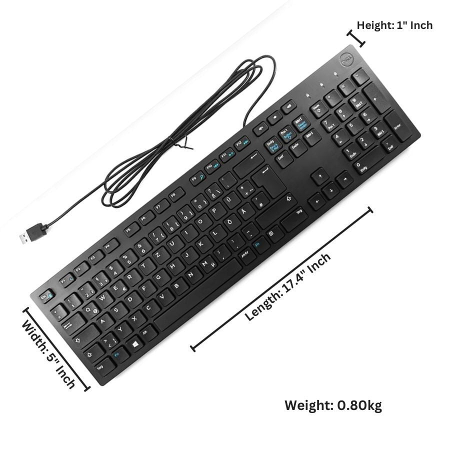 Dell Multimedia USB Wired Keyboard | KB216 | Plunger Keys | Spill ...