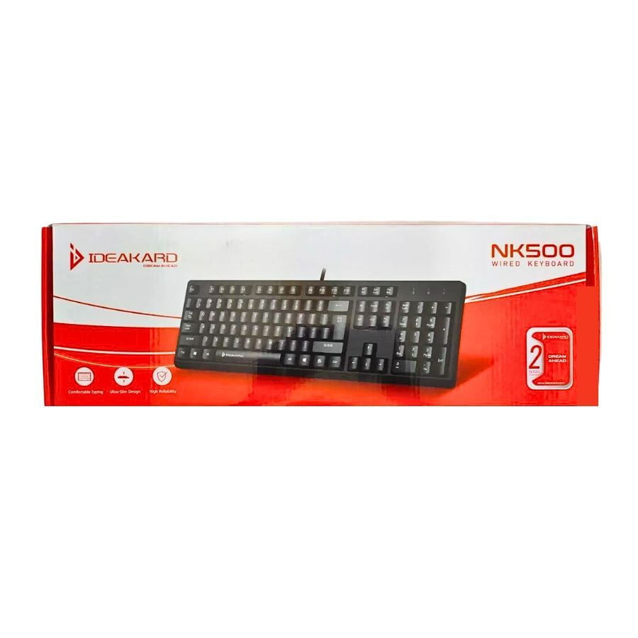 IDEAKARD Wired Keyboard | NK500 | Full-Size Keyboard | USB Plug-and-Play | Black