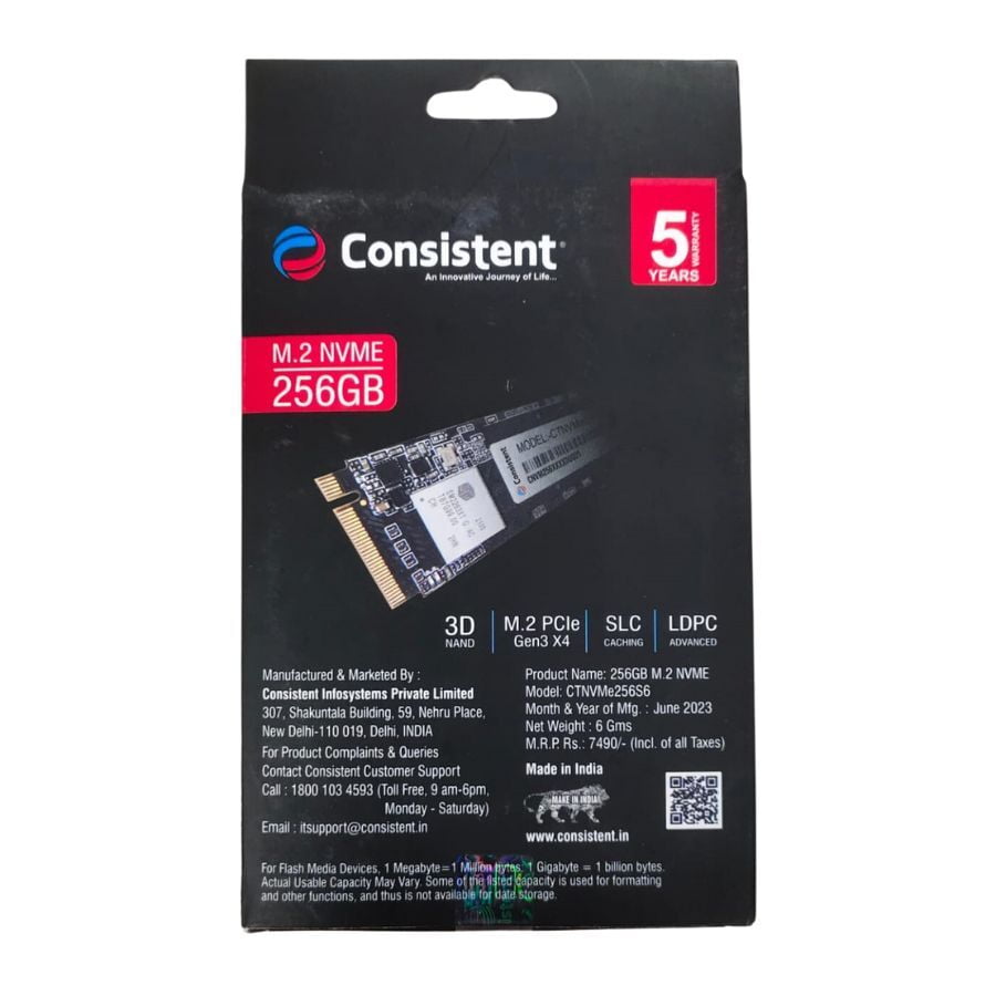 Consistent 256GB NVMe PCIe M.2 SSD – Up to 2200MB/s – 3D NAND – 5-Year ...